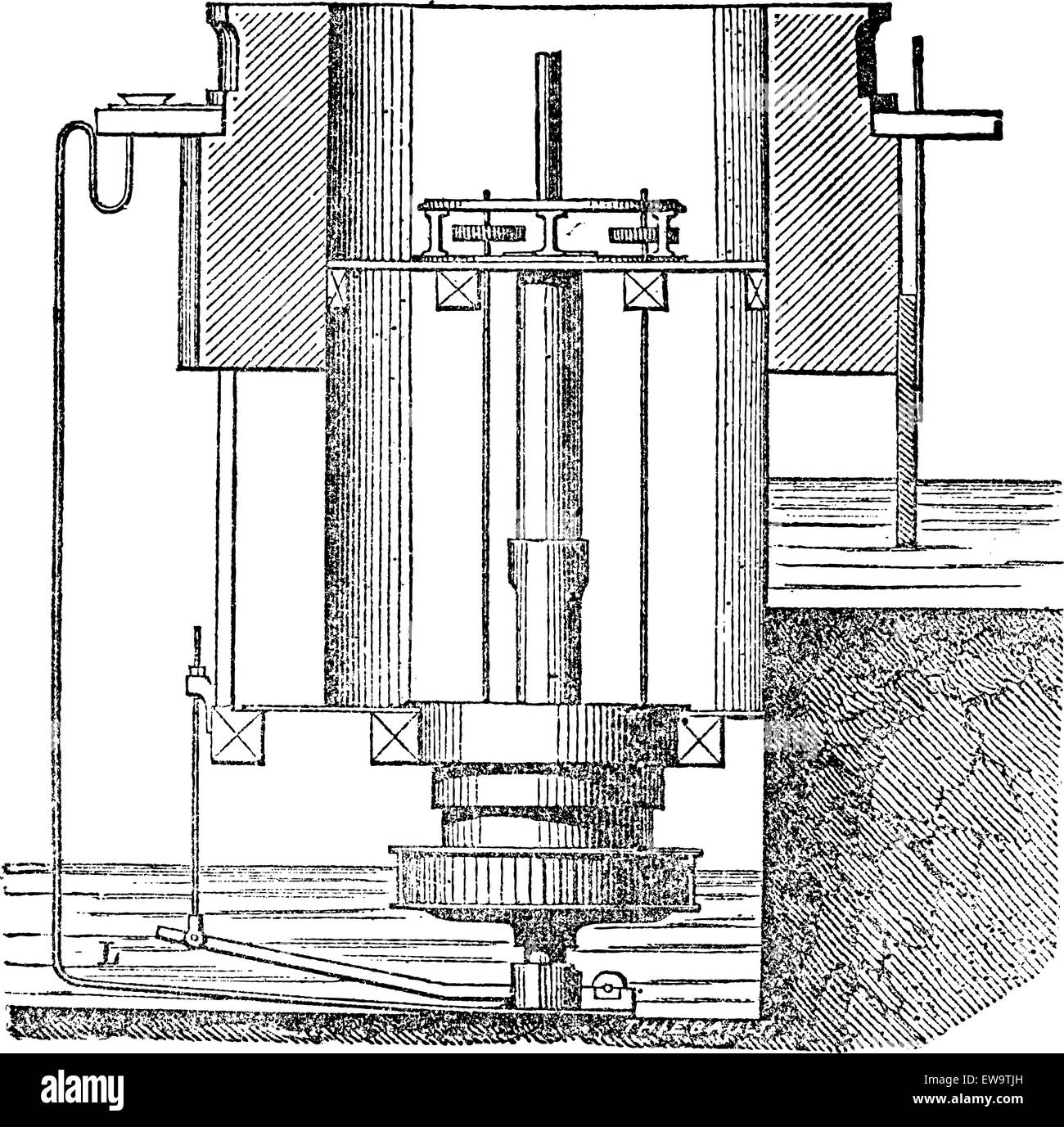 Inside of a turbine machine, vintage engraved illustration. Magasin ...