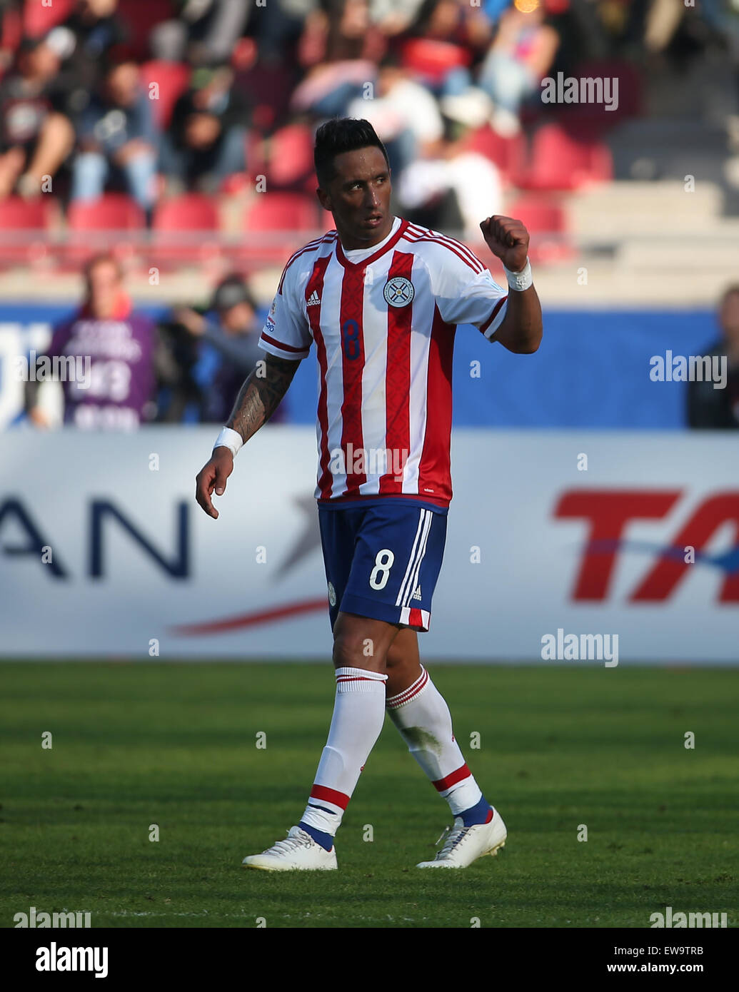 La Serena, Chile. 20th June, 2015. Paraguay's Lucas Barrios celebrates ...