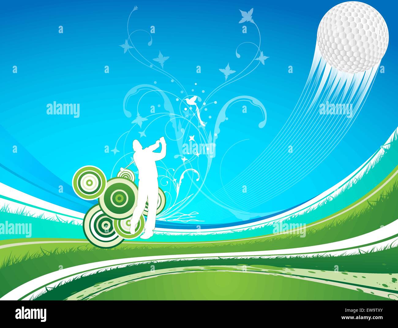 Ball on a green lawn Stock Vector Images - Alamy