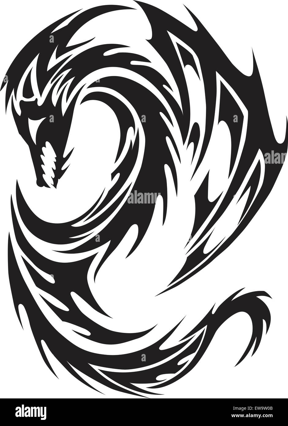 Dragon tattoo design, vintage engraved illustration Stock Vector Image ...