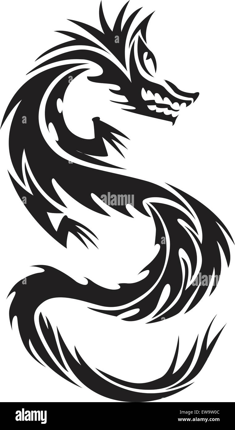 Dragon tattoo design, vintage engraved illustration Stock Vector Image ...