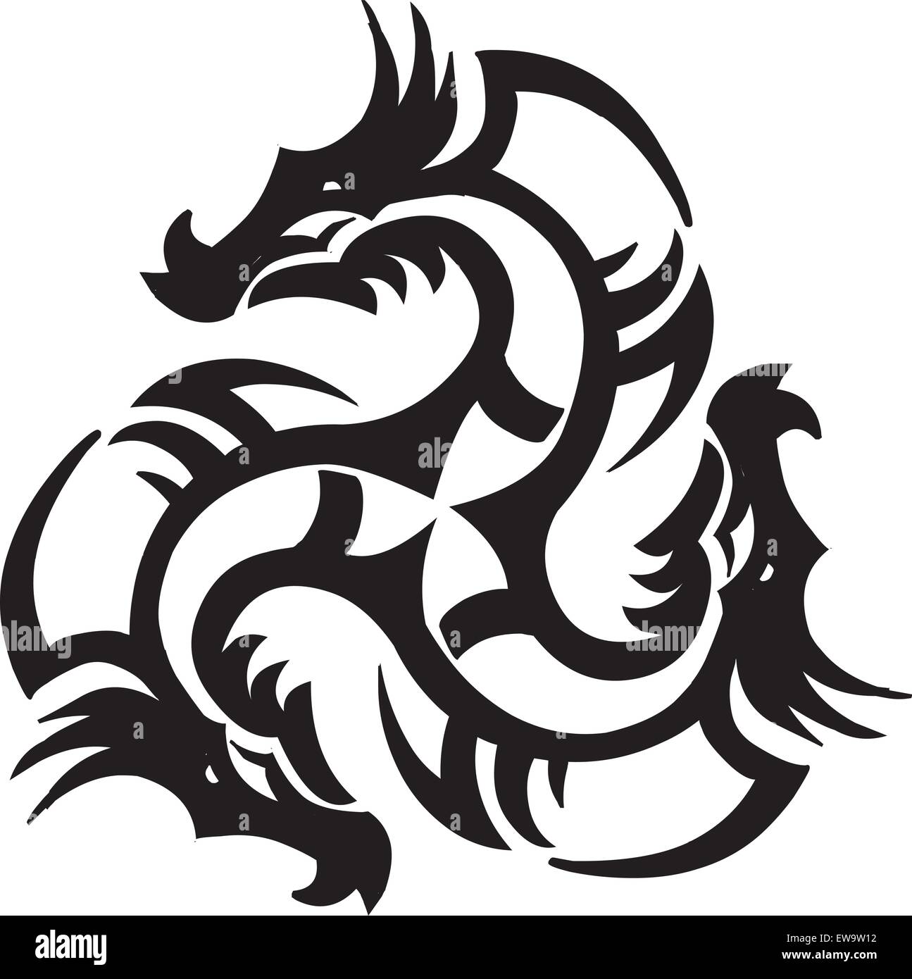 Tattoo design of a dragon, vintage engraved illustration Stock Vector ...