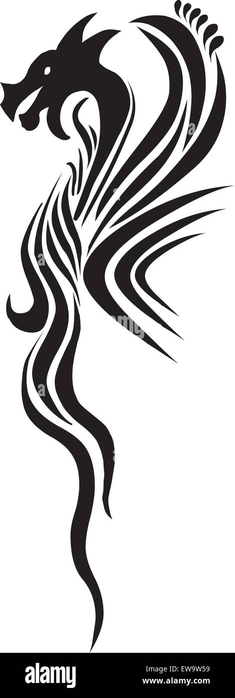 Tattoo design of a dragon, vintage engraved illustration Stock Vector ...