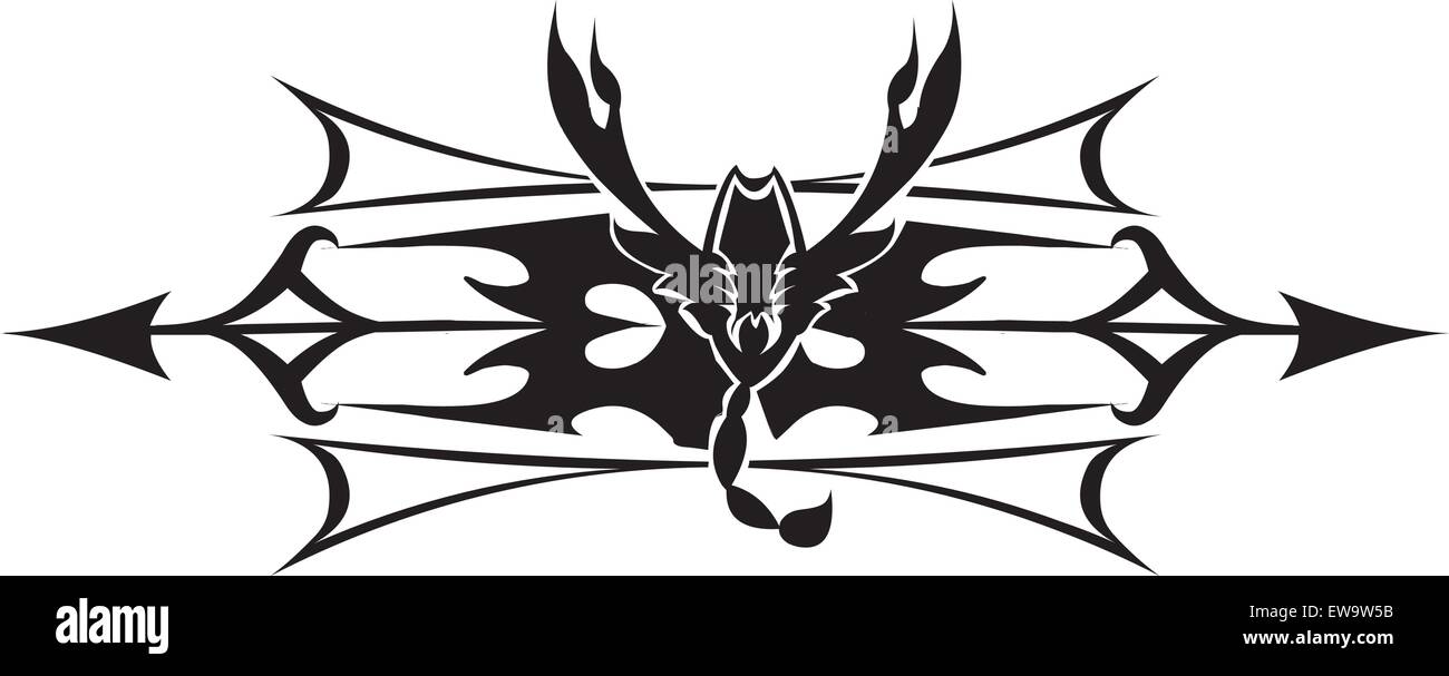 Tattoo design of scorpion with arrow mark, vintage engraved ...