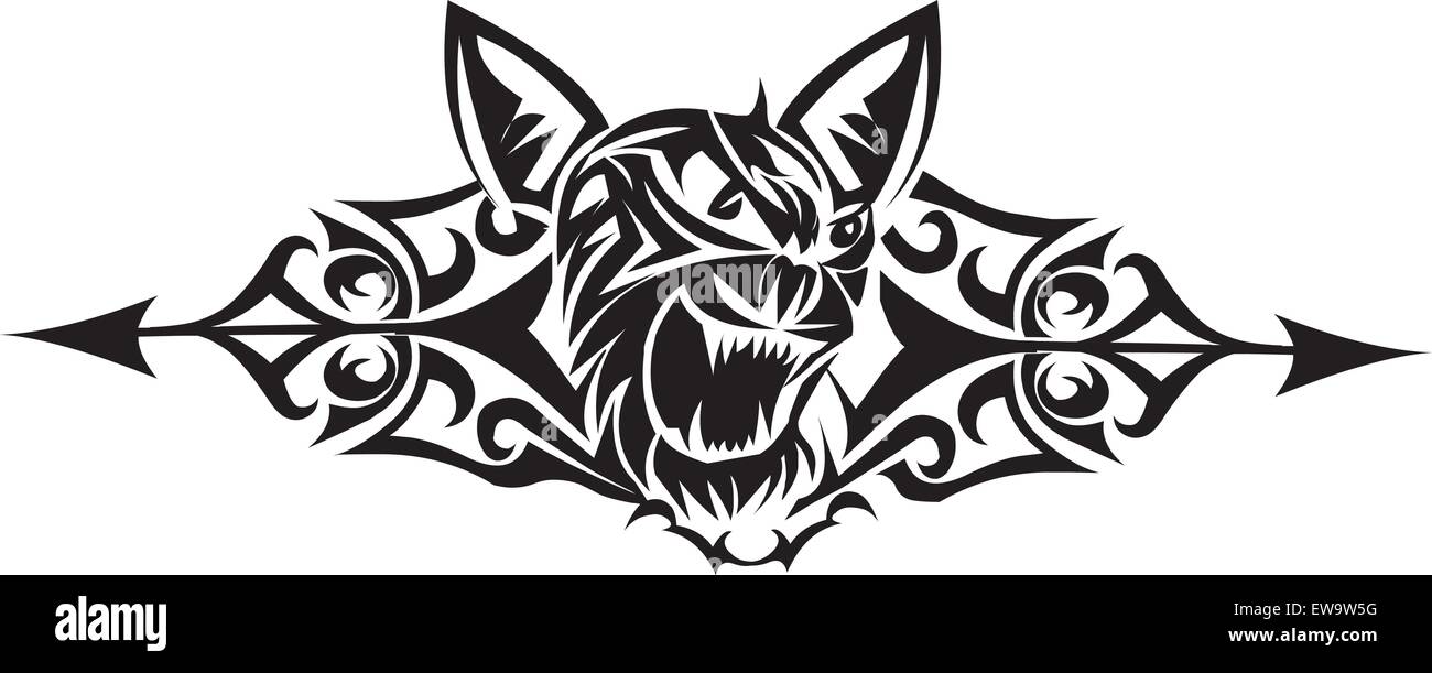 Tattoo design of wild cat with arrow mark, vintage engraved ...