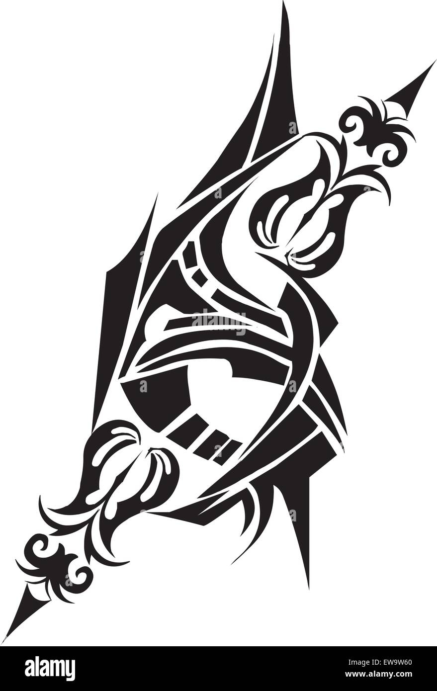 Tribal tattoo design, vintage engraved illustration Stock Vector Image ...