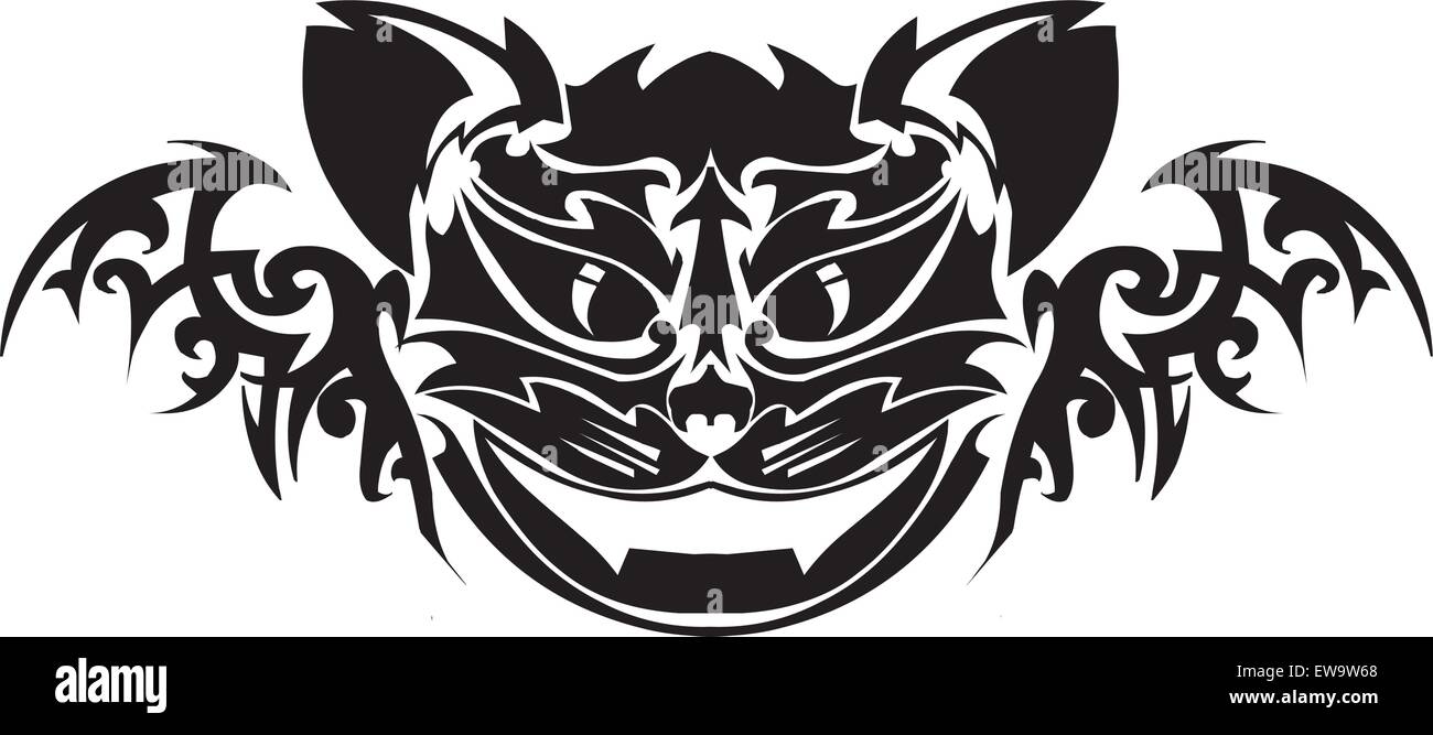 Tattoo design of cat face, vintage engraved illustration Stock Vector ...