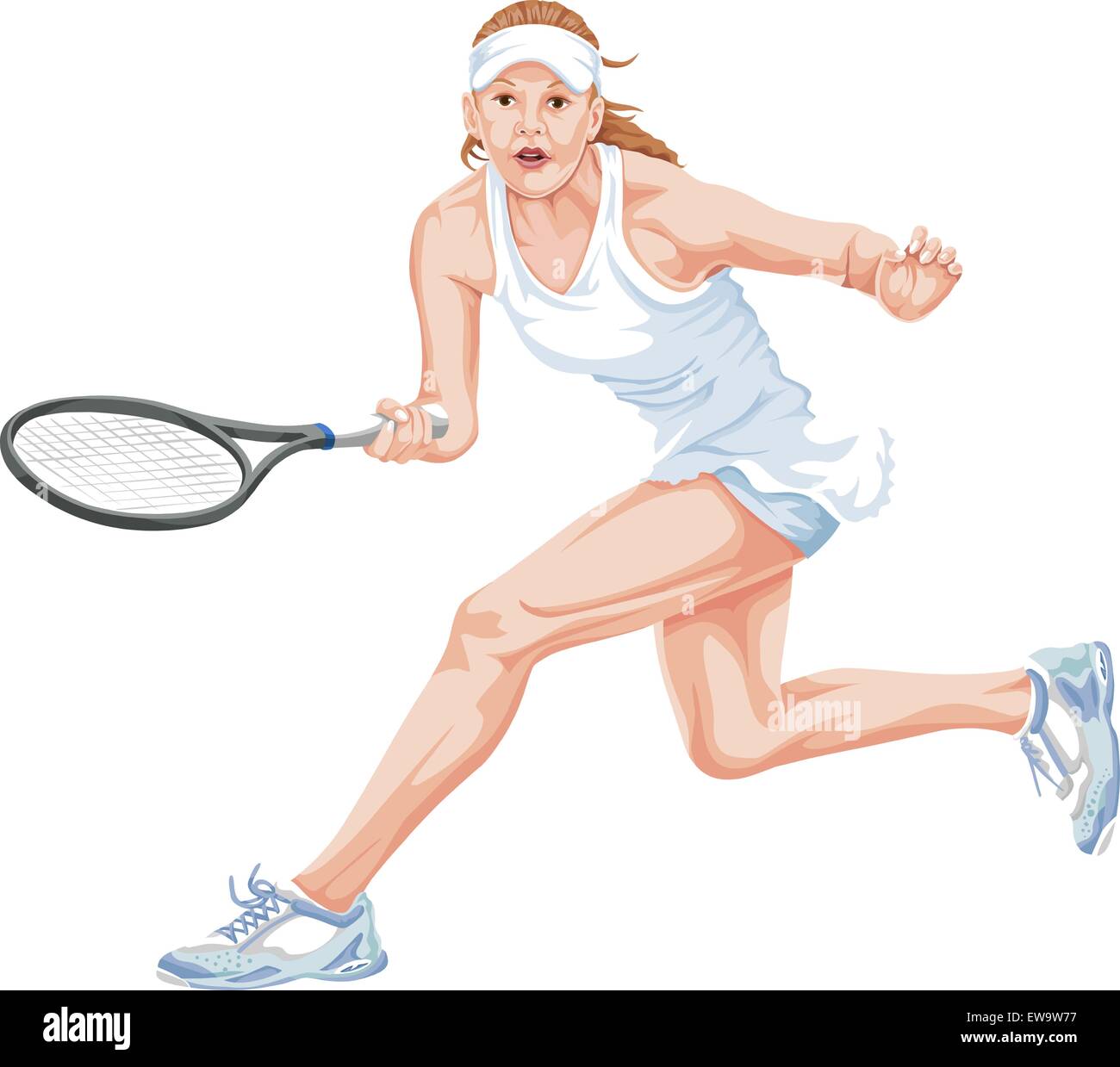 Vector illustration of female tennis player in action Stock Vector ...