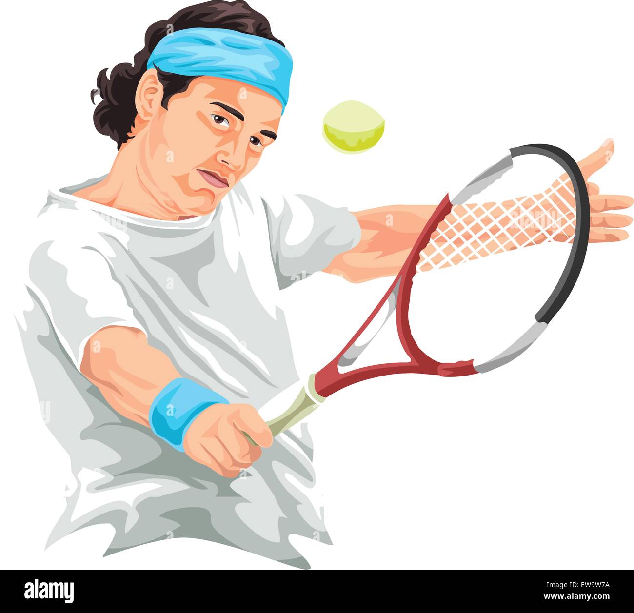 Vector illustration of tennis player hitting backhand shot Stock Vector Image & Art - Alamy