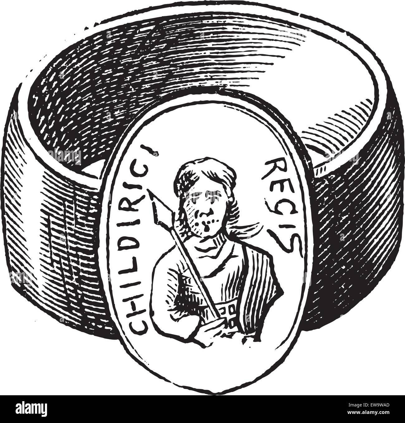 Old engraved illustration of children finger ring of roman period ...