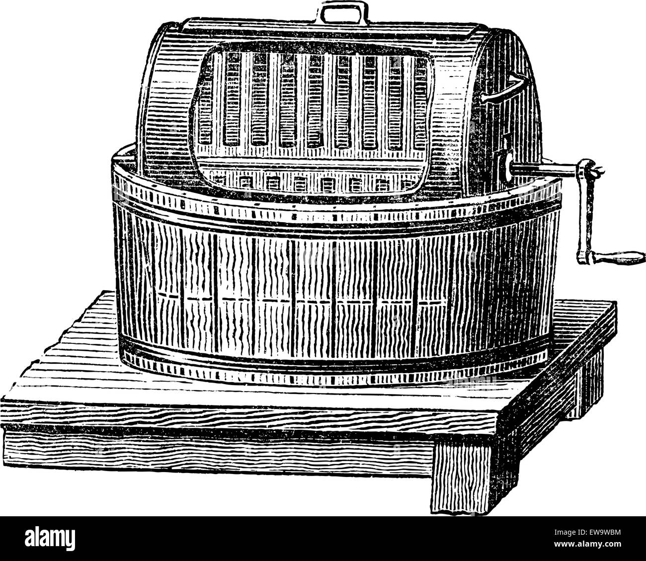 Butter Churn, vintage engraved illustration. Industrial Encyclopedia ...