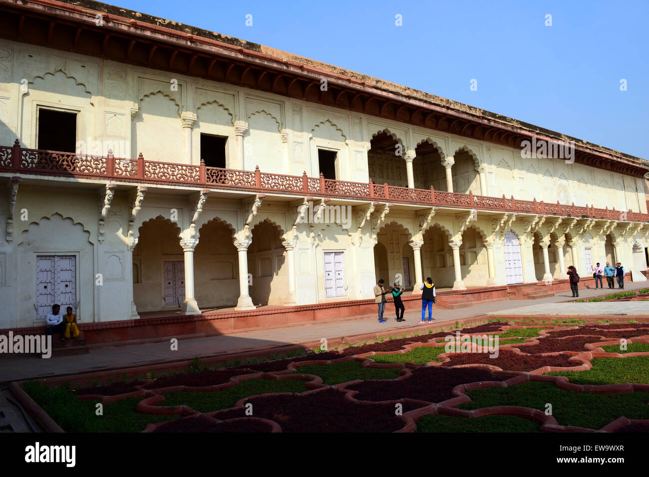 Agra fort inside beautiful marble carved building with red sandstone ...