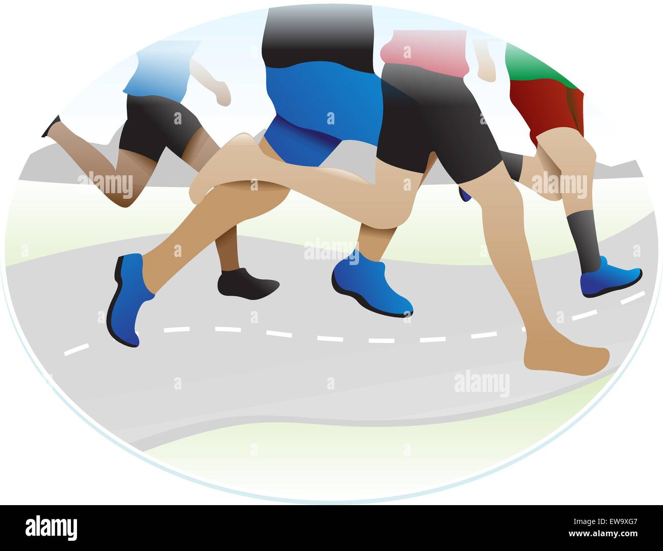 Running, legs of several runners, vector illustration Stock Vector ...