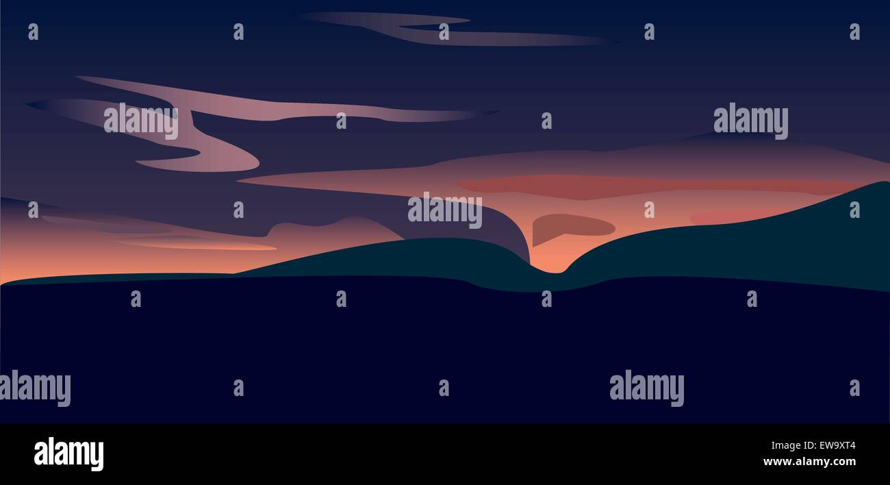 A sunset over valley, vector art Stock Vector Image & Art - Alamy