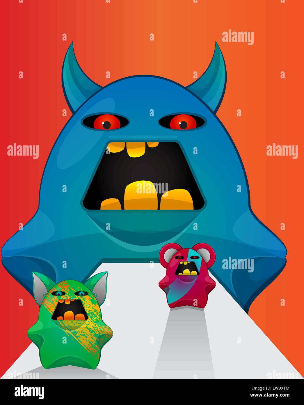Gremlin Creatures, Monster Teddy Bears, vector illustration Stock ...