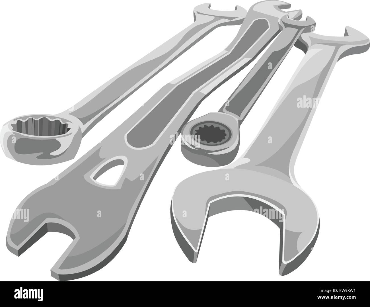 Vector illustration of spanners on white background Stock Vector Image ...