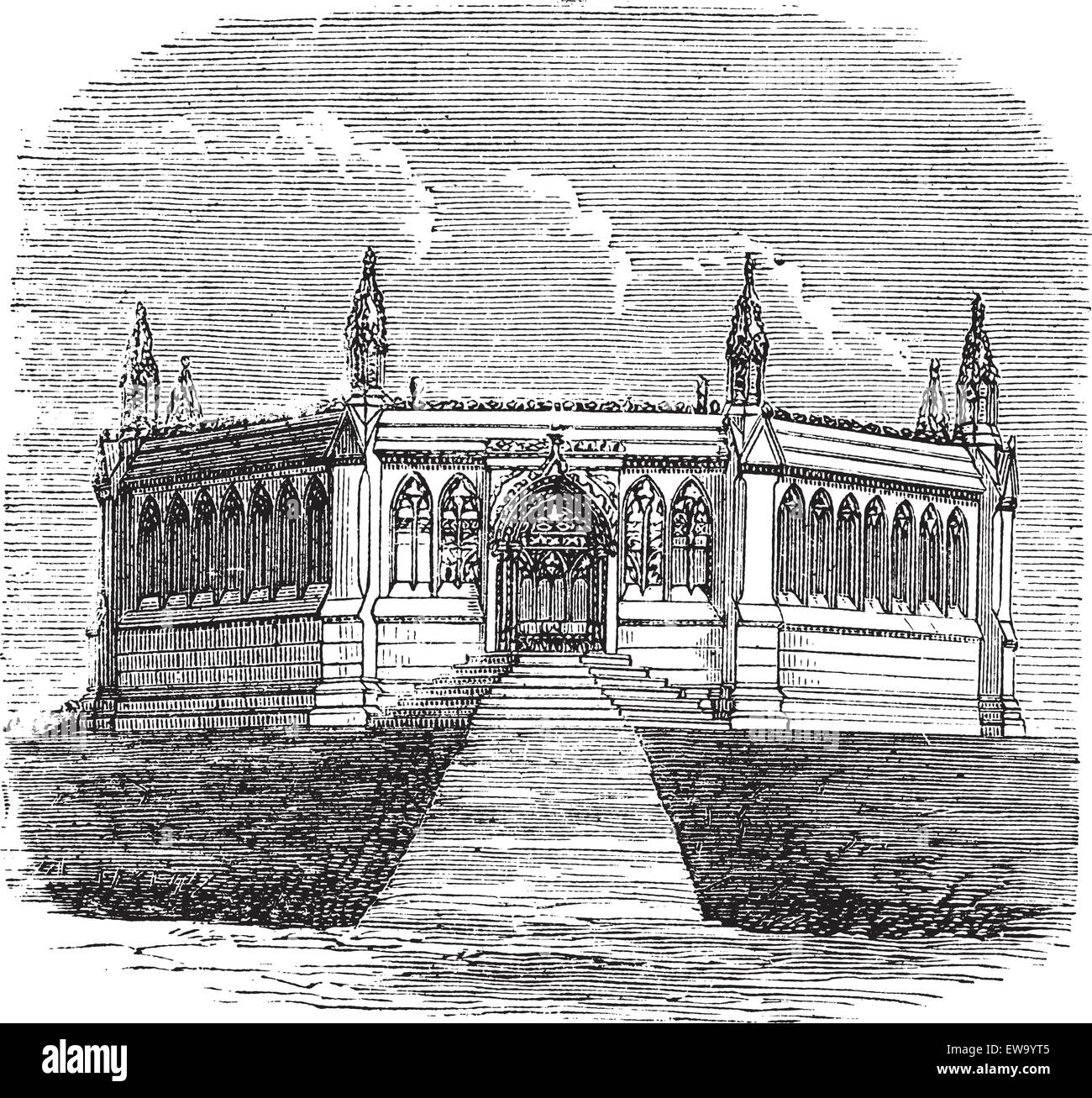 War Memorial at Cawnpore, India, vintage engraving. Old engraved ... War Memorial at Cawnpore, India, vintage engraving. Old engraved ...