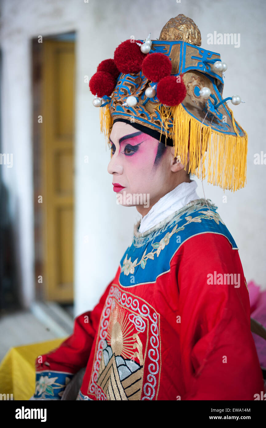 Chongzhou - April 04 2015: Portrait of a Sichuan Opera company actor ...