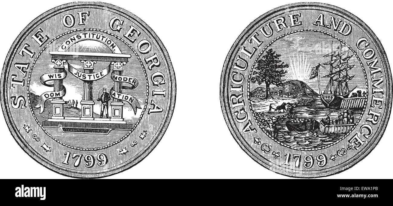 Engraving of the state seal of georgia hi-res stock photography and ...