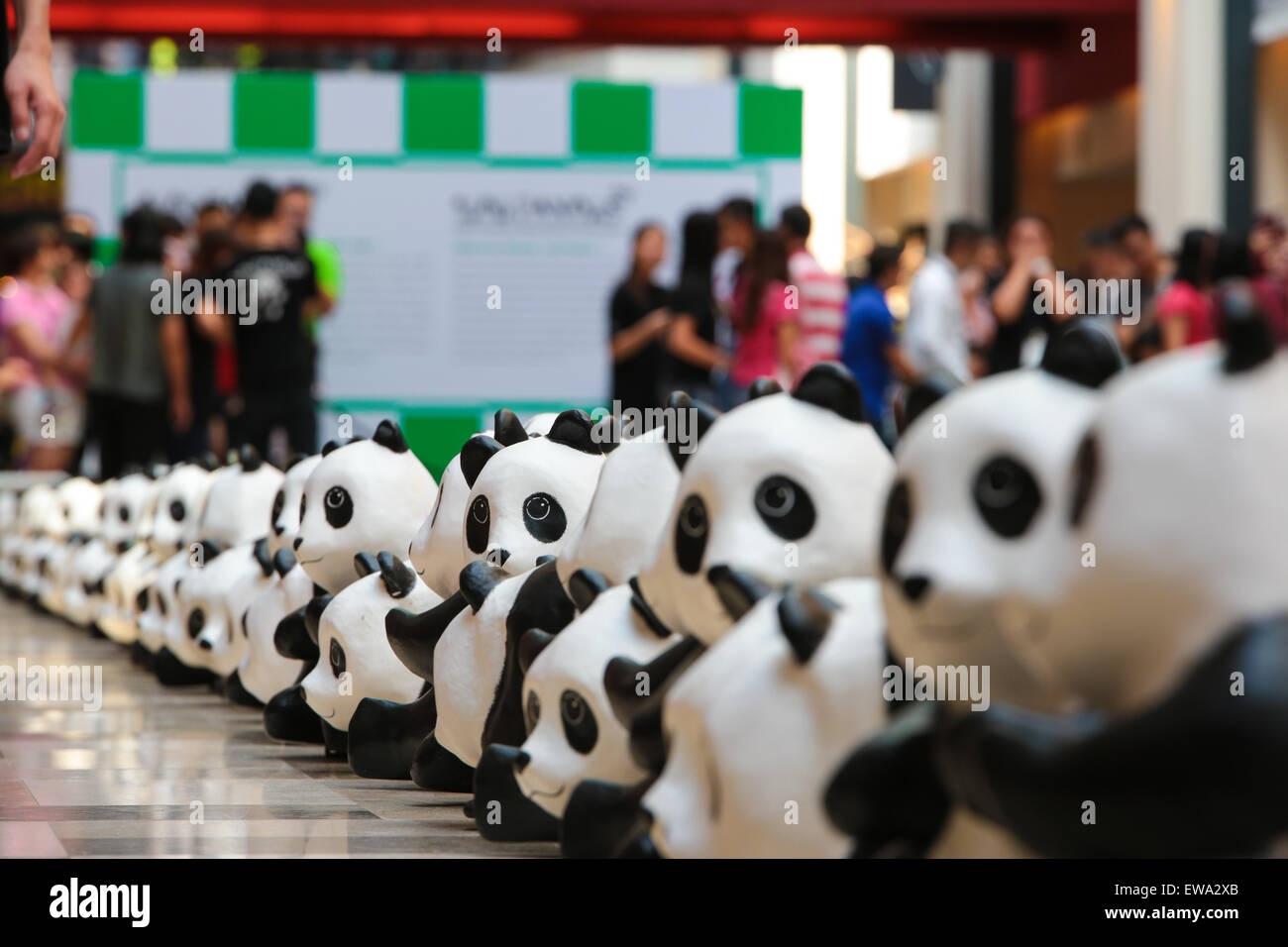 Rows of mache pandas of the 1600 Pandas campaign by WWF at Publika ...