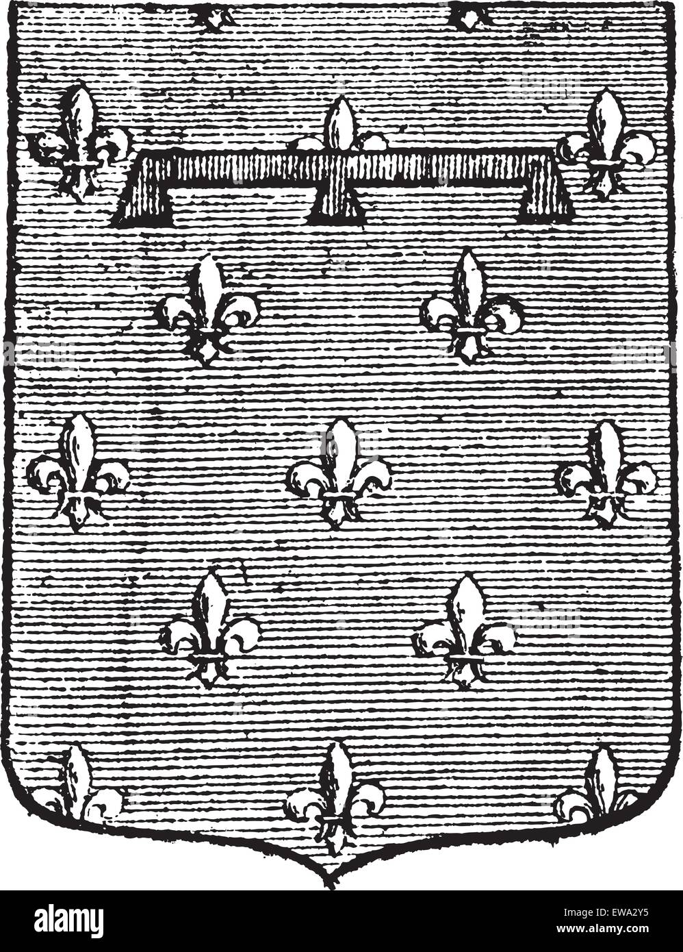 Label (heraldry) vintage engraving. Old engraved illustration of ...