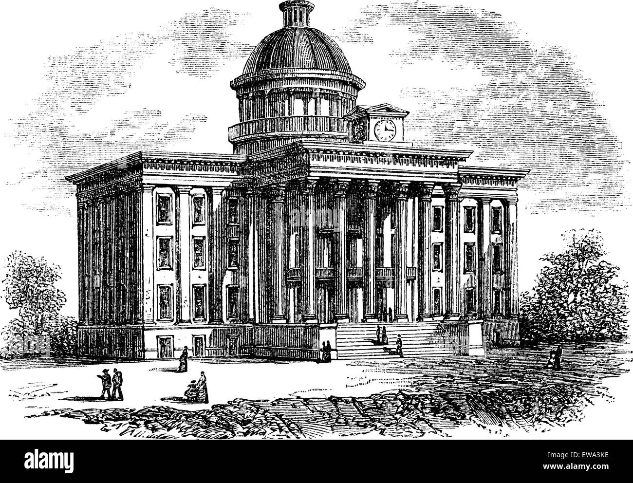 Alabama State Capitol Building, United States, vintage engraved ...
