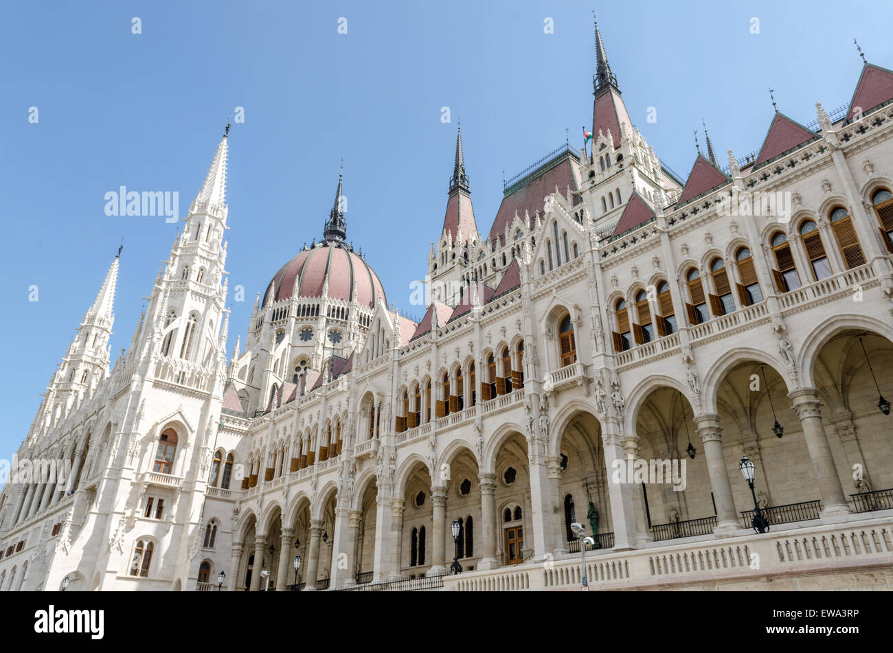 The facade of the parliament building in budapest hi-res stock ...