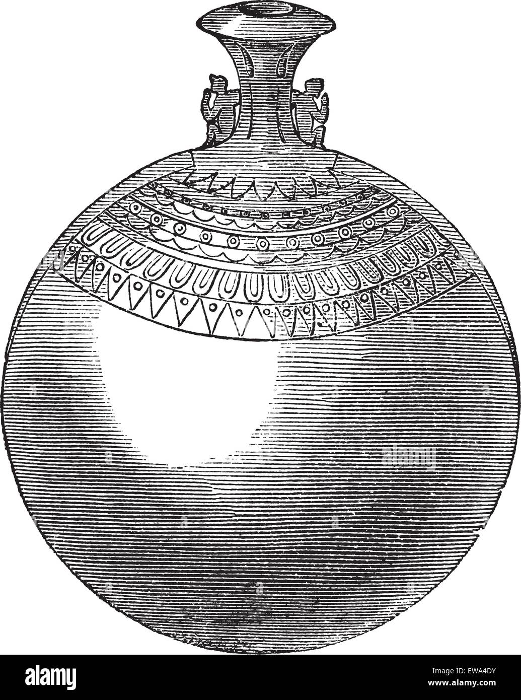Egyptian aryballos, vintage engraving. Old engraved illustration of ...