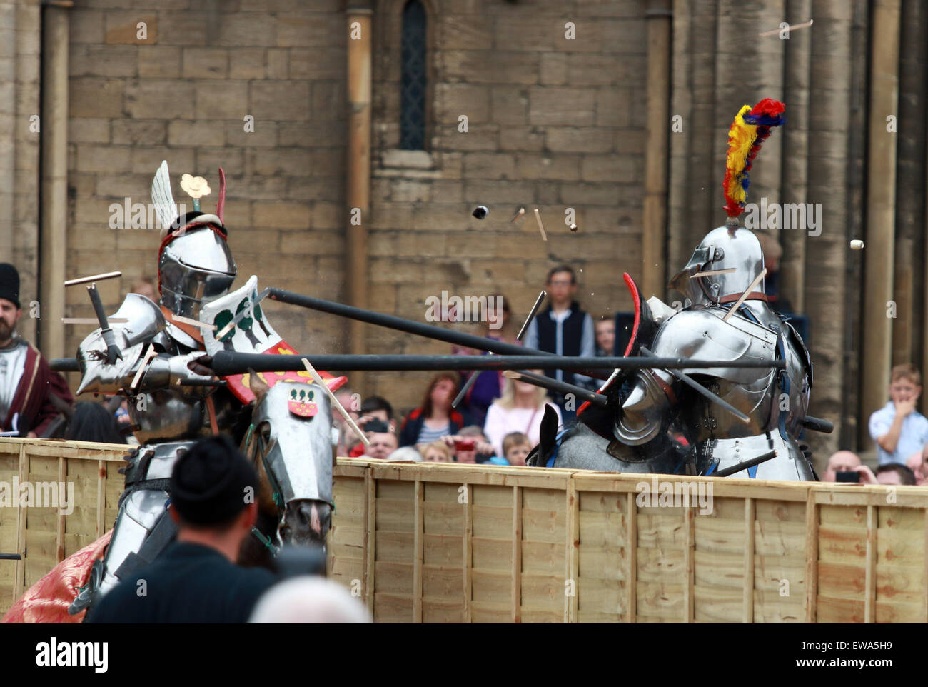Peterborough, UK. 20th June, 2015. A jousting competition on the ...