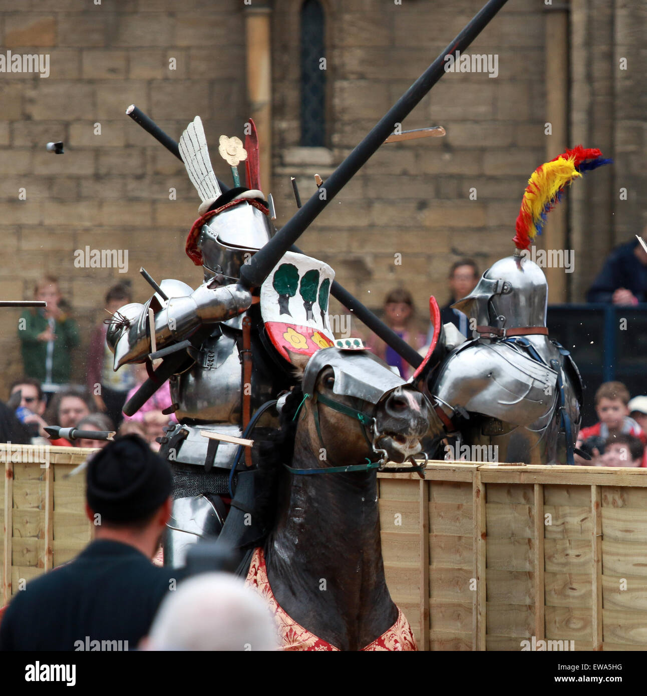 Peterborough, UK. 20th June, 2015. A jousting competition on the ...