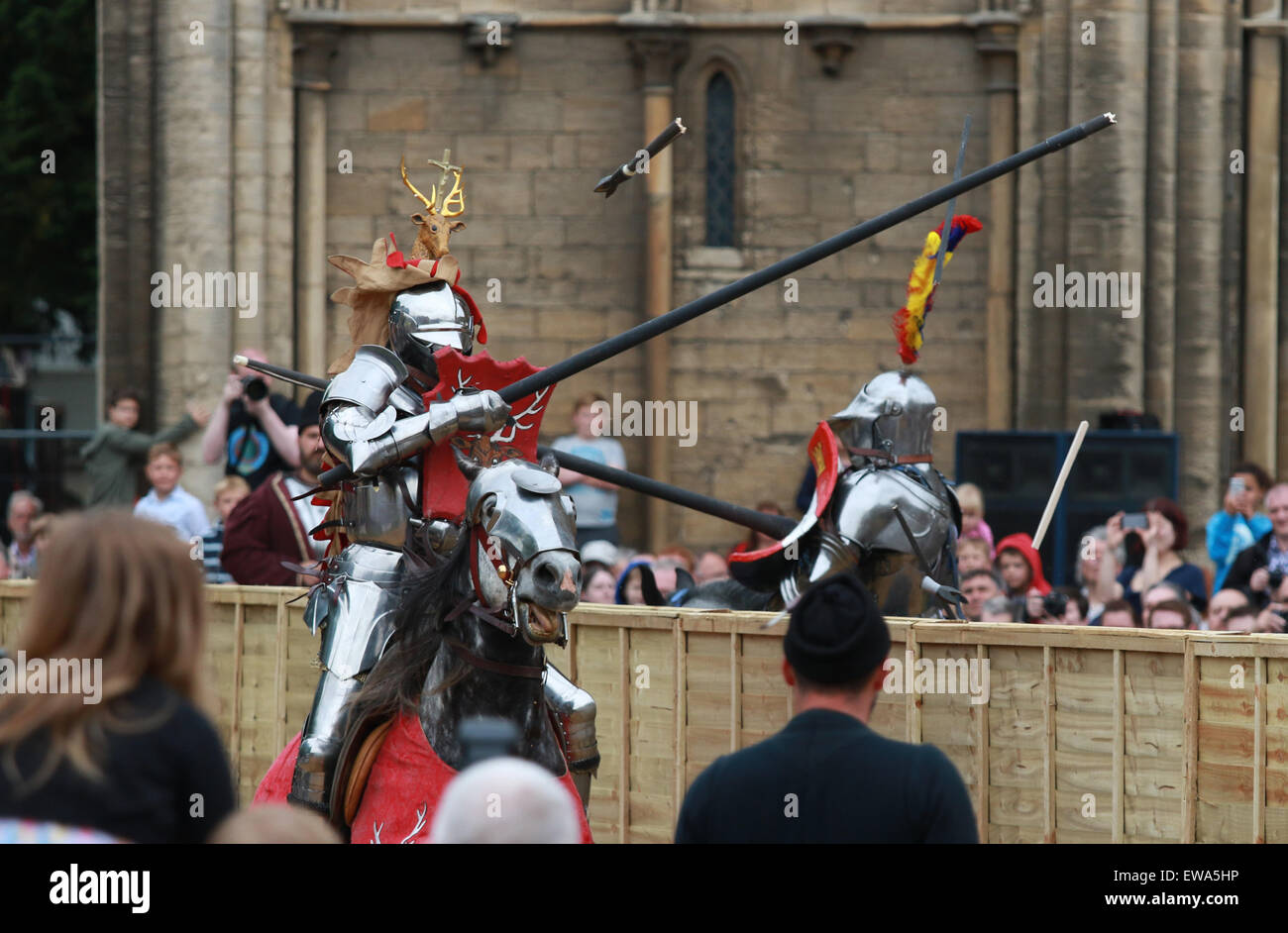 Peterborough, UK. 20th June, 2015. A jousting competition on the ...