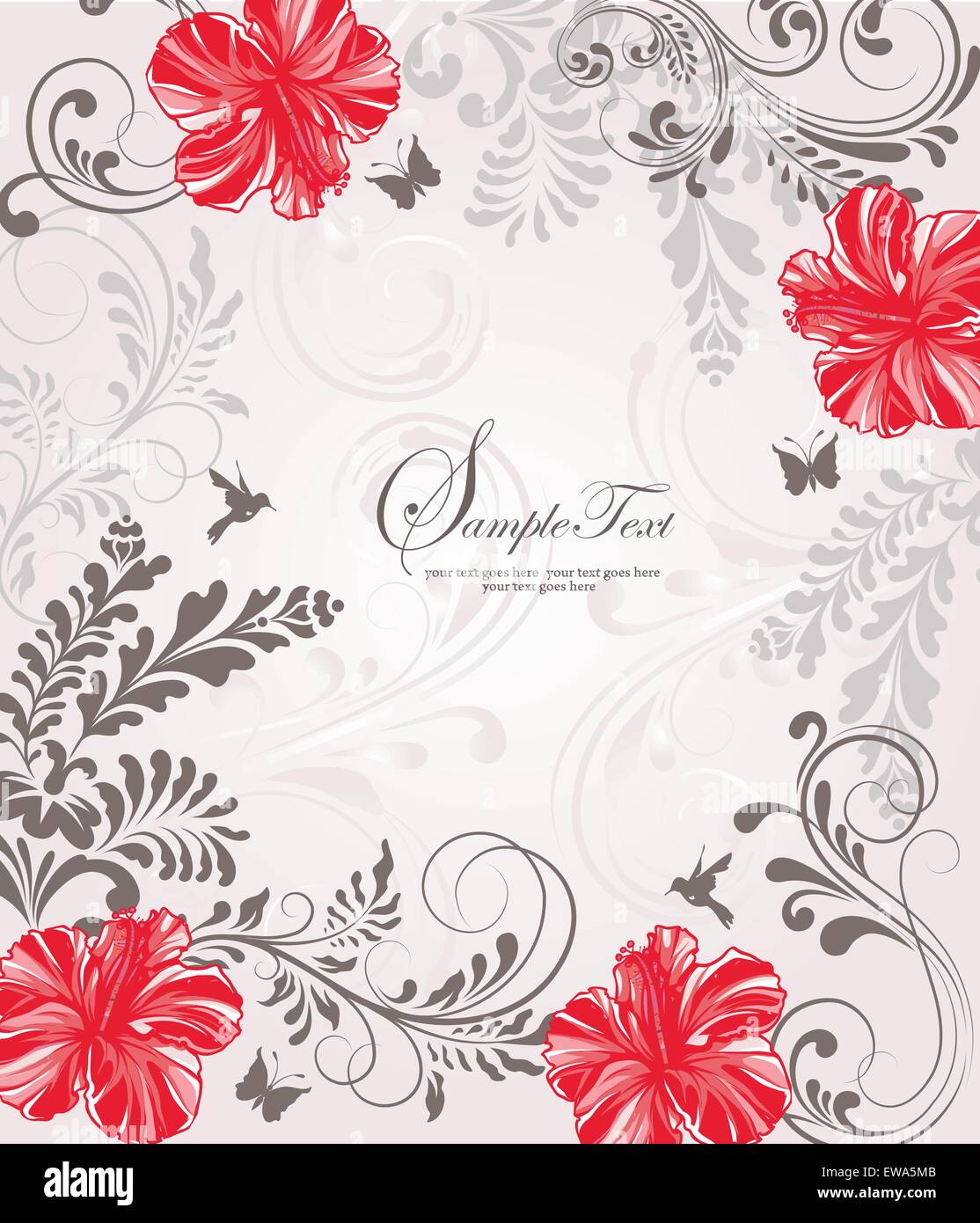 Vintage invitation card with ornate elegant retro abstract floral ...