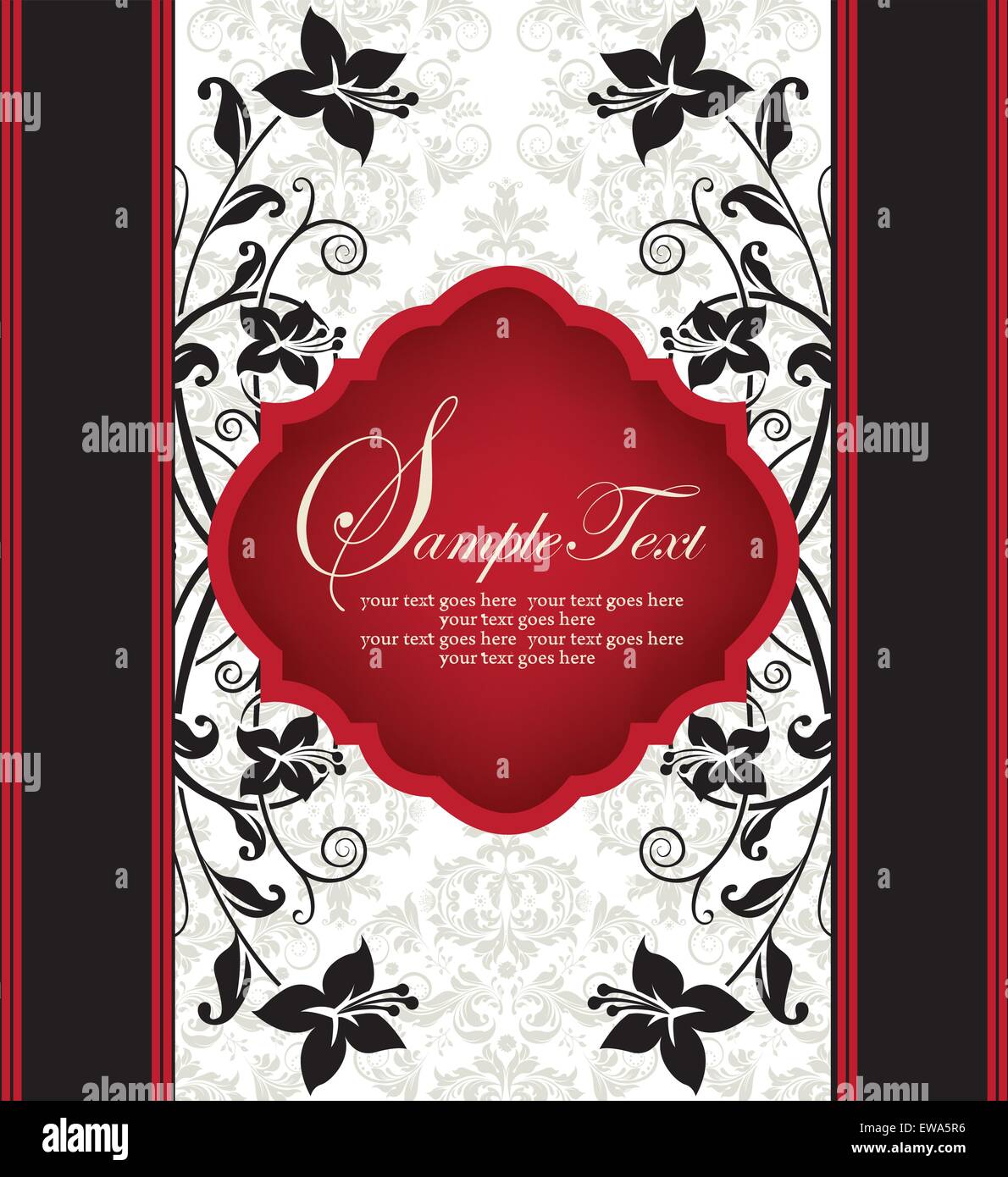 Vintage invitation card with ornate elegant retro abstract floral ...