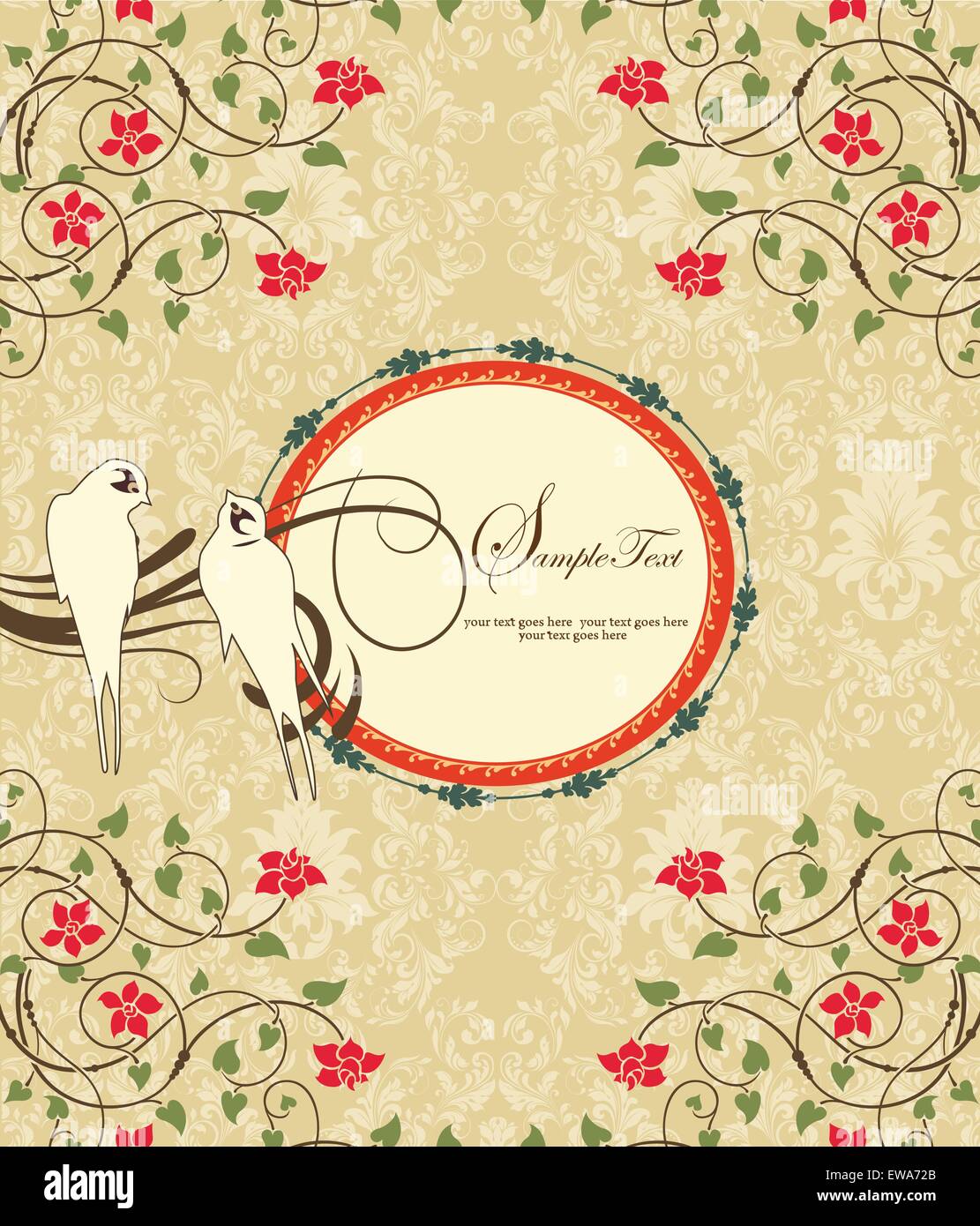 Vintage invitation card with ornate elegant retro abstract floral ...