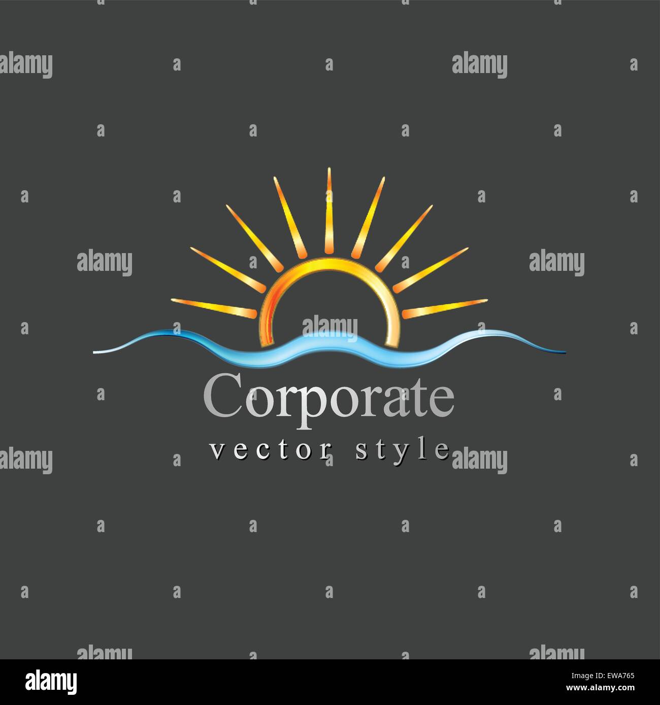 Bright logo. Sun and sea wave. Vector design Stock Vector Image & Art ...