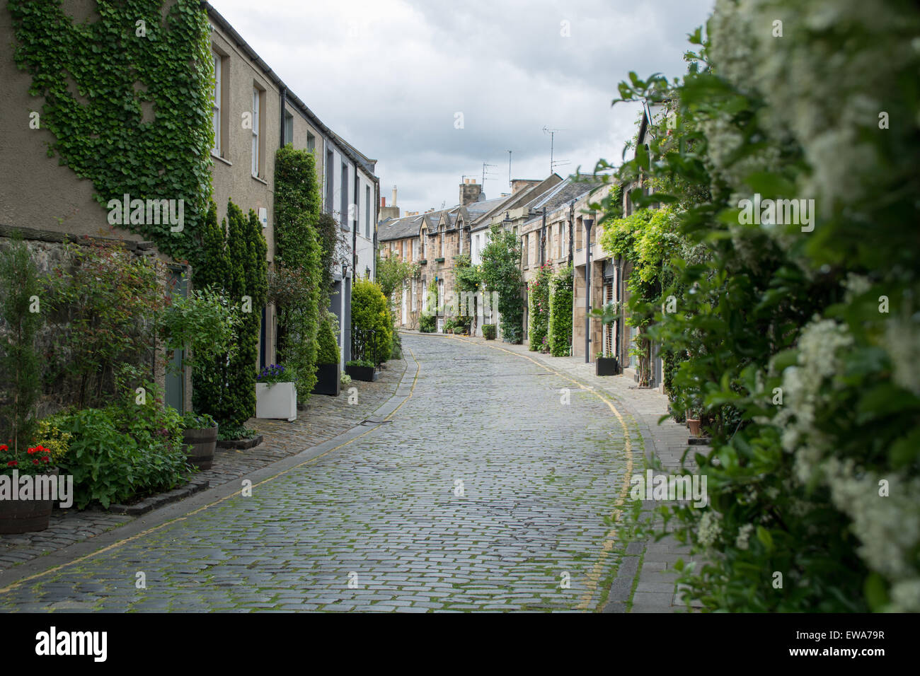 Cobbled street Circus Lane in Edinburgh, Scotland Stock Photo - Alamy
