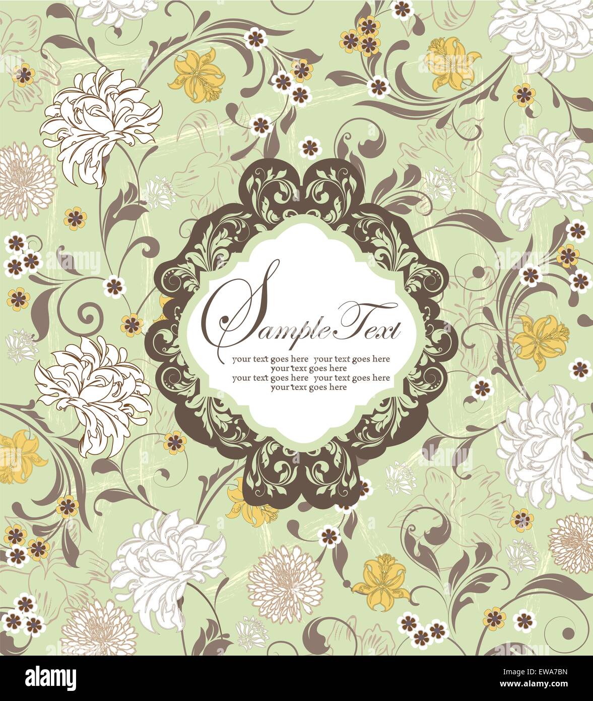 Vintage invitation card with ornate elegant retro abstract floral ...
