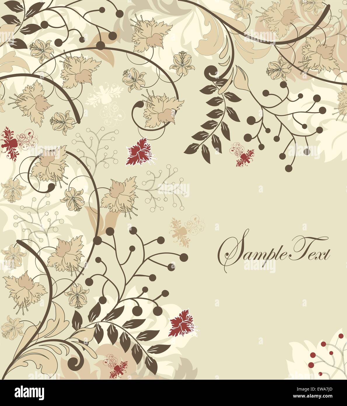 Vintage invitation card with ornate elegant retro abstract floral ...