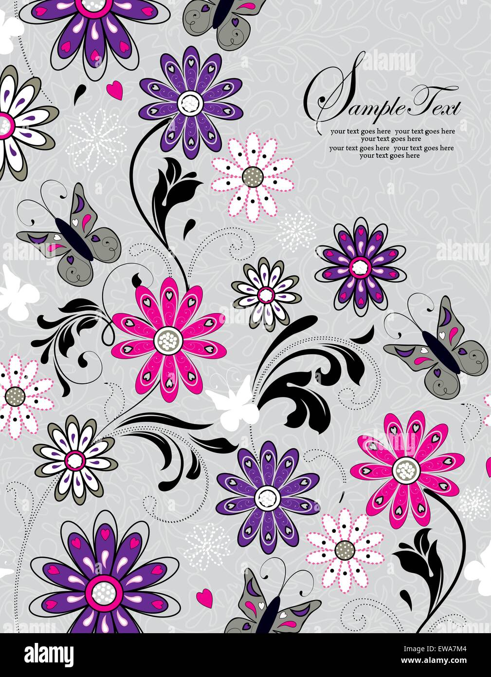 Vintage invitation card with ornate elegant retro abstract floral ...