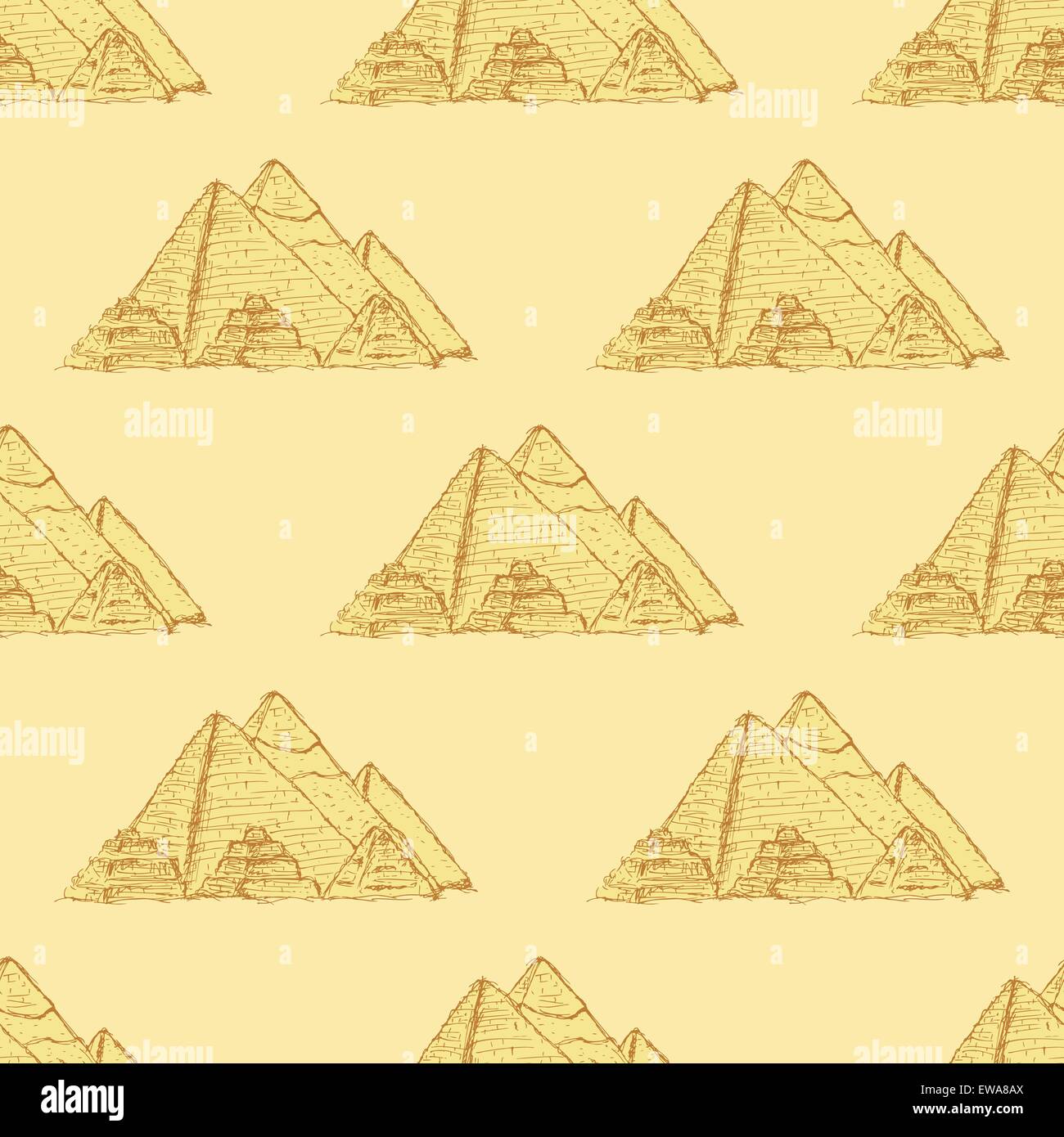 Sketch Egypt pyramids in vintage style, vector seamless pattern Stock ...
