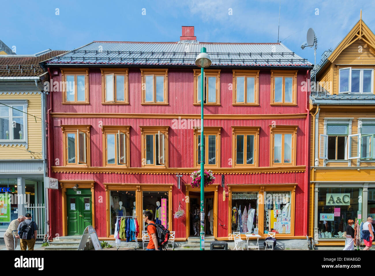 An historic timber constructed store on the harbour front in the Arctic ...