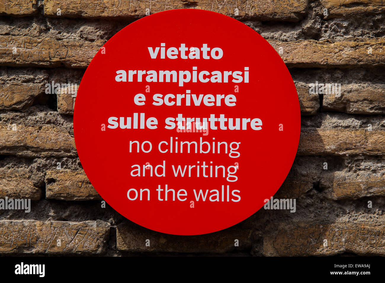 Sign in the Colosseum in Rome Stock Photo - Alamy