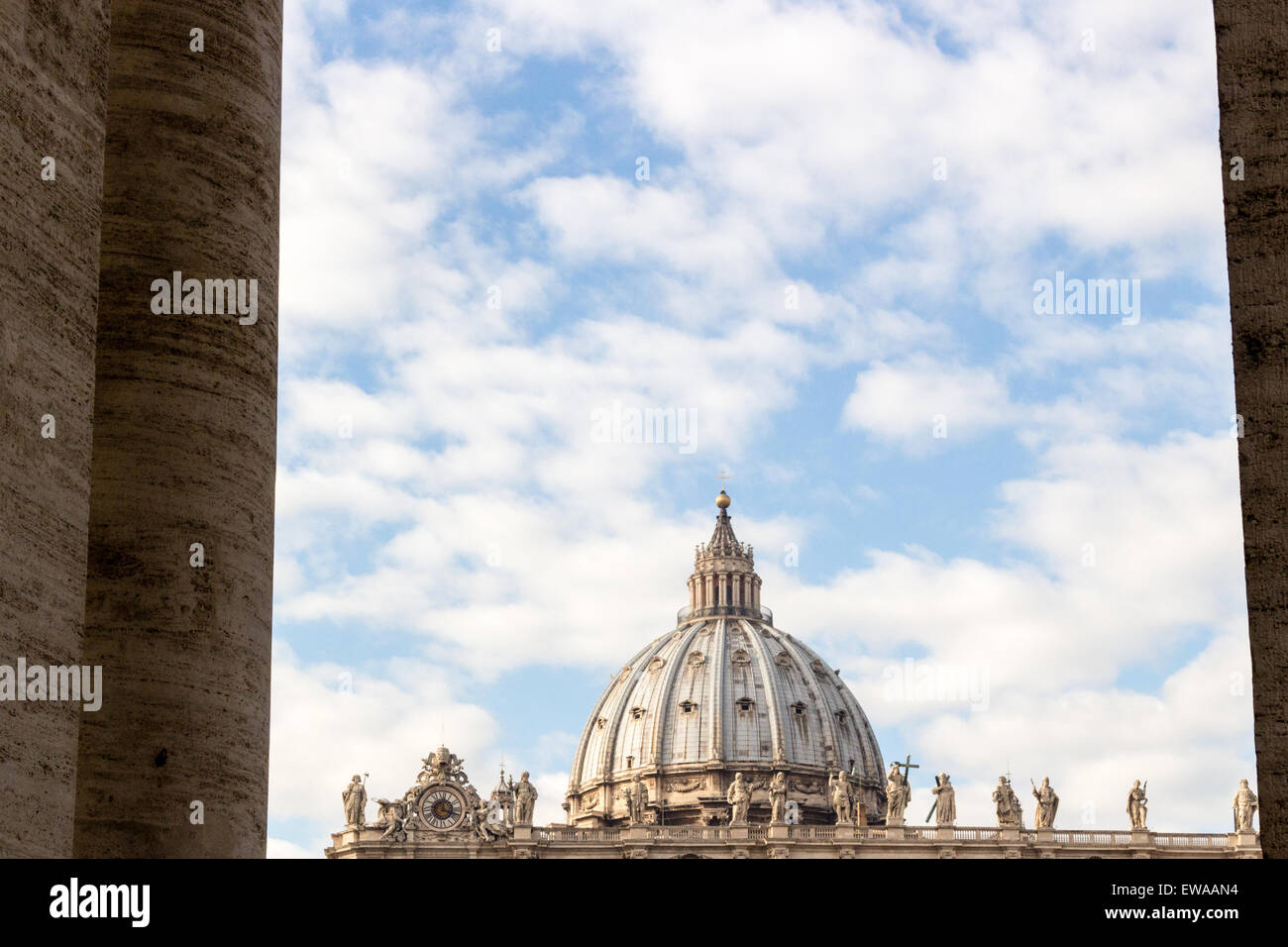 Saint Peter, Basilica in Vatican City: dome and facade in a frame Stock ...