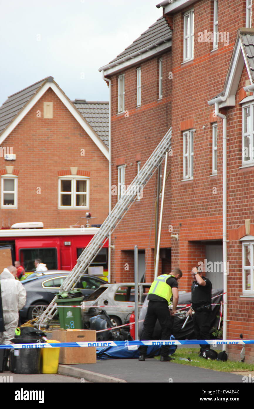 Langley Mill, Derbyshire UK. 21 June 2015.Double police cordon and ...