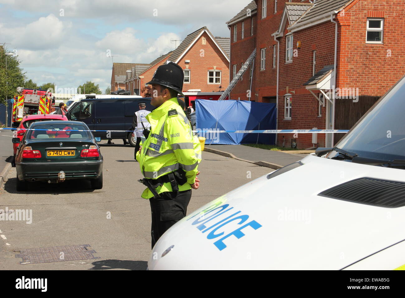 Langley Mill, Derbyshire UK. 21 June 2015.Double police cordon and ...