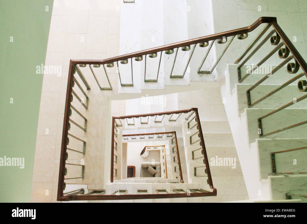 Spiral square stairs viewed from above ariel view- height, long, shapes ...