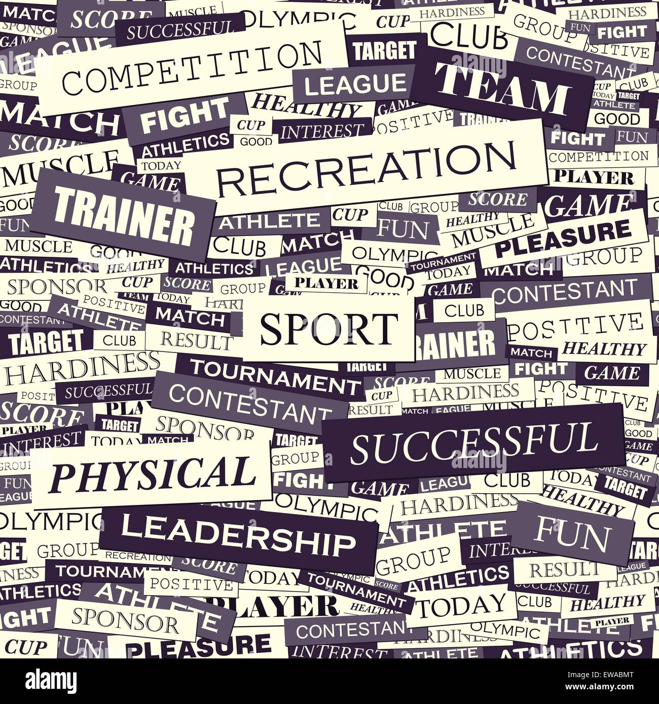 SPORT. Seamless pattern. Concept related words in tag cloud. Conceptual ...