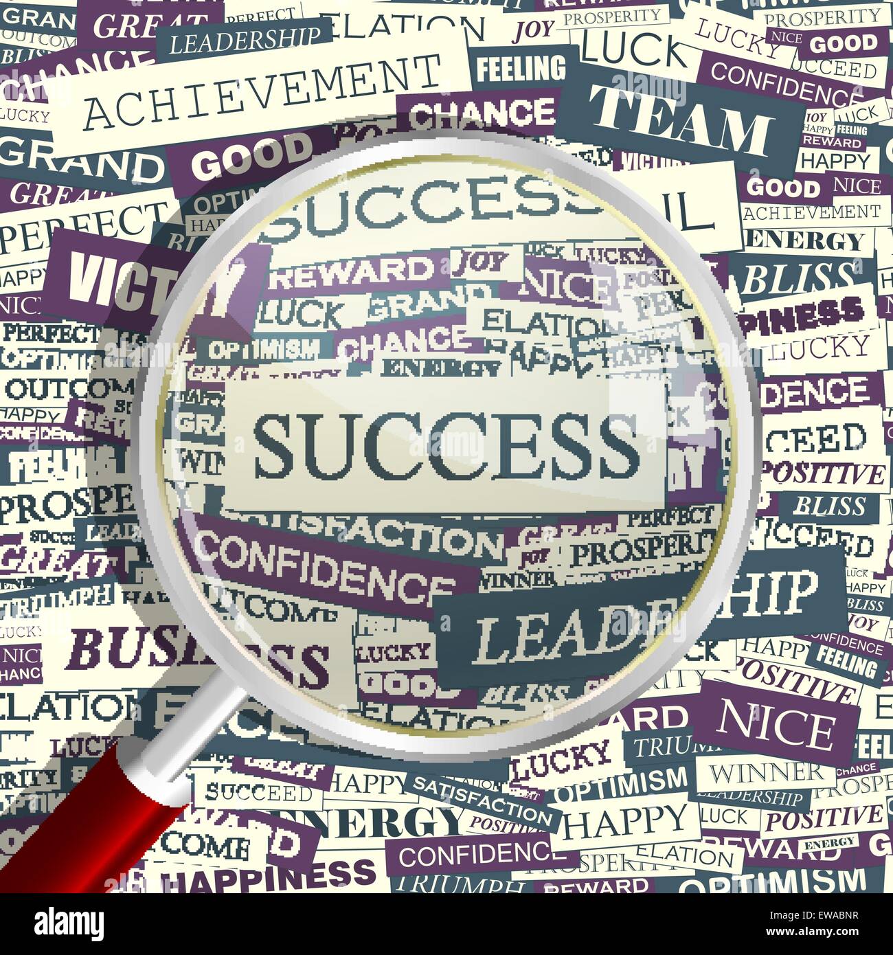 SUCCESS. Concept related words in tag cloud. Conceptual info-text ...