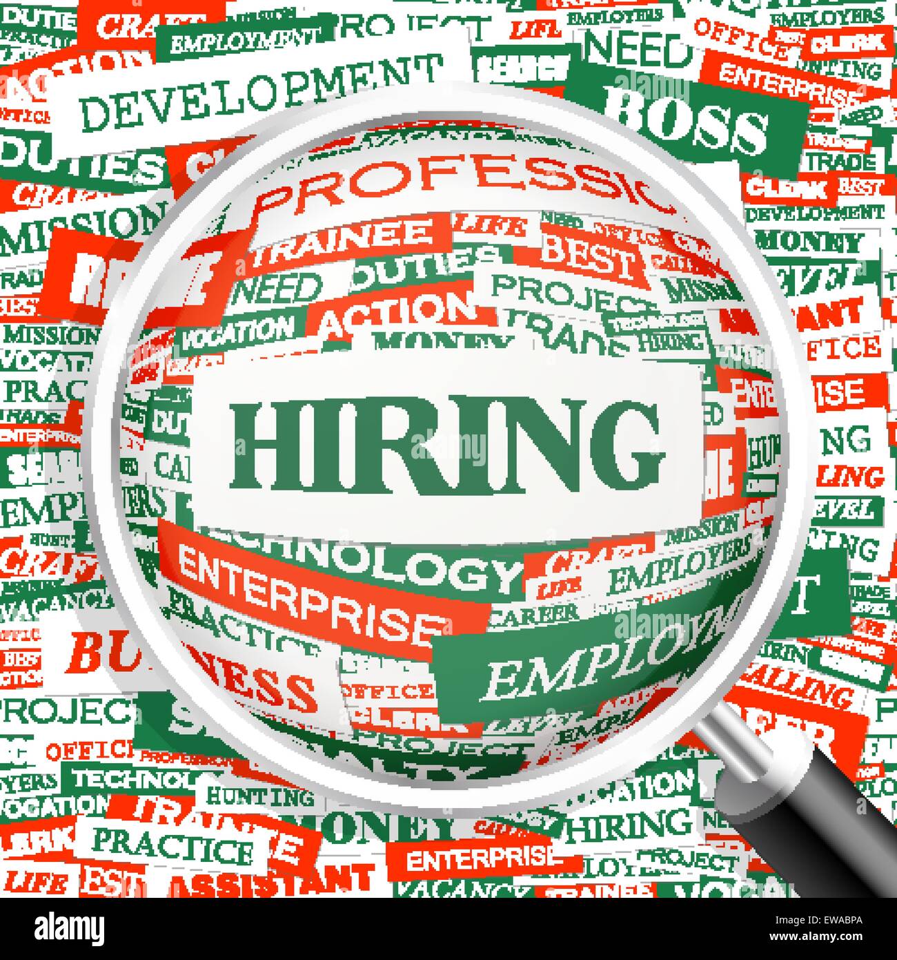 HIRING. Word cloud illustration. Tag cloud concept collage Stock Vector ...