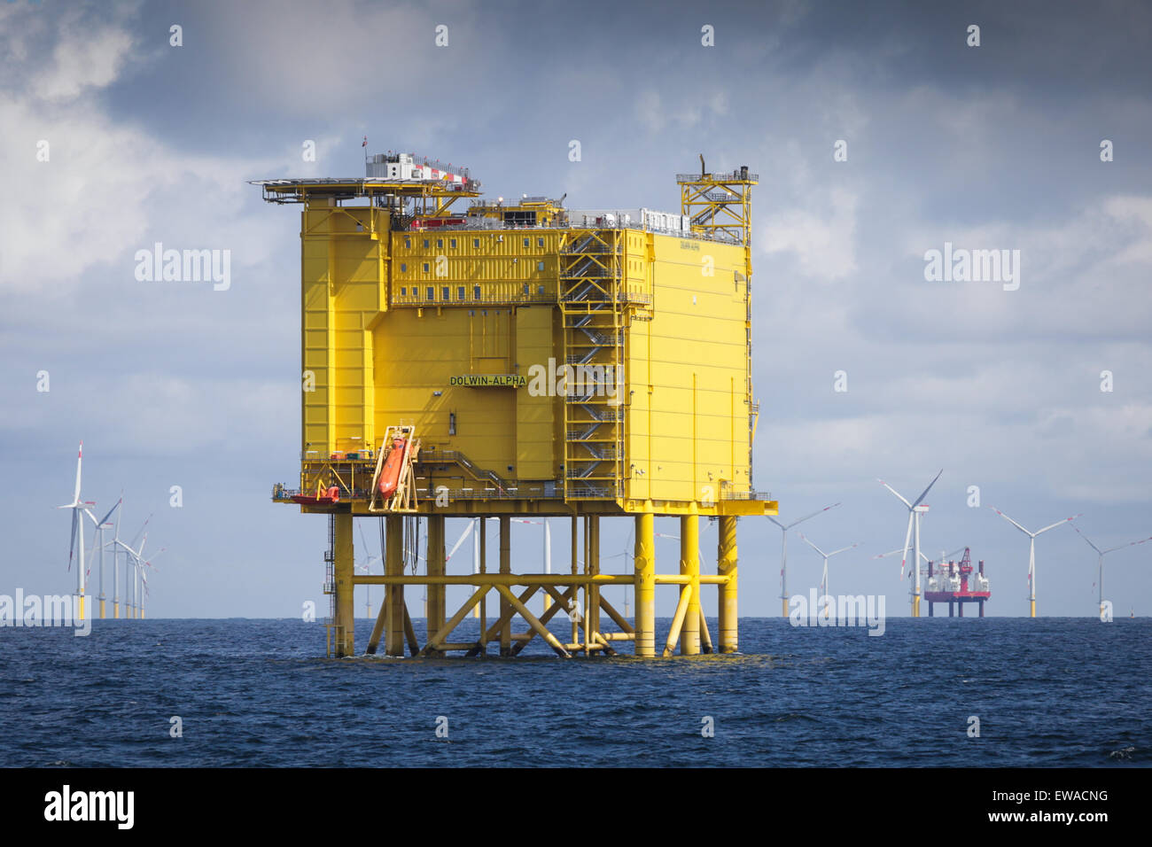 The DolWin Alpha HVAC to HVDC converter platform, located next to the ...